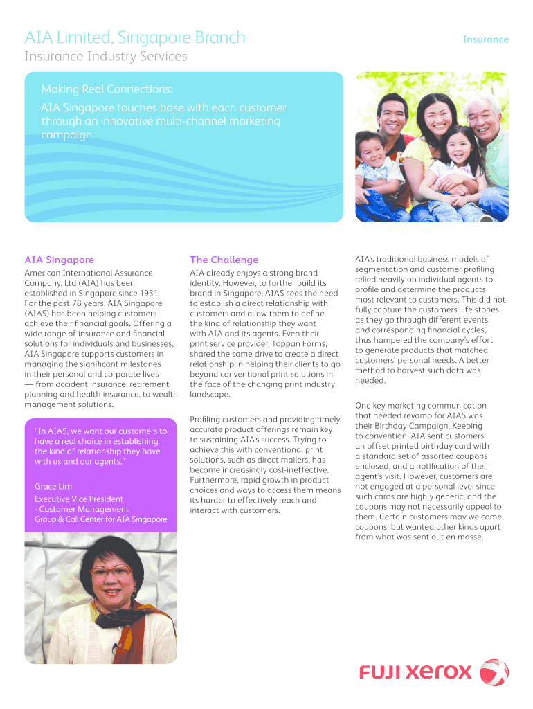 Fillable Online AIA Limited, Singapore Branch Fax Email Print - pdfFiller