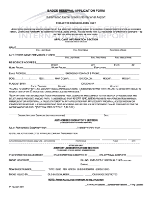 Fillable Online BADGE RENEWAL APPLICATION FORM Fax Email Print - pdfFiller