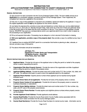 Fillable Online APPLICATION/PERMIT FOR CONNECTION TO COUNTY DRAINAGE ...