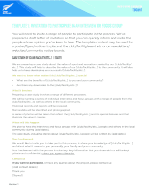 Fillable Online TEMPLATE 1: INVITATION TO PARTICIPATE IN AN INTERVIEW ...