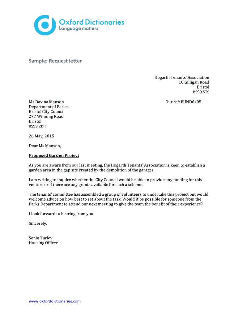 Fillable Online Sample: Request letter Fax Email Print - pdfFiller