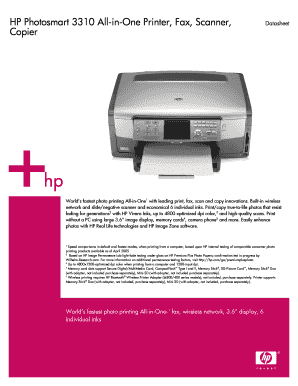 Fillable Online HP Photosmart 3310 All-in-One Printer, Fax, Scanner ...