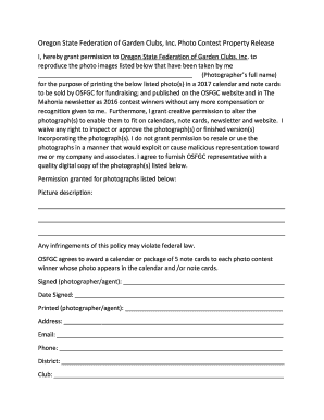 Fillable Online Photo Contest Property Release Fax Email Print - pdfFiller
