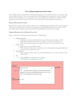 Fillable Online Note-taking Using Research Note Cards Fax Email Print ...
