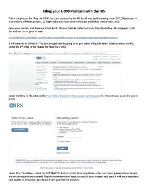 Fillable Online Filing your E-990 Postcard with the IRS Fax Email Print ...