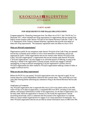 Fillable Online NEW REQUIREMENTS FOR 501(c)(4) ORGANIZATIONS Fax Email ...