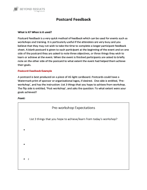 Fillable Online Postcard Feedback Fax Email Print - pdfFiller