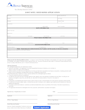 Fillable Online LOST NOTE / DEED BOND Fax Email Print - pdfFiller