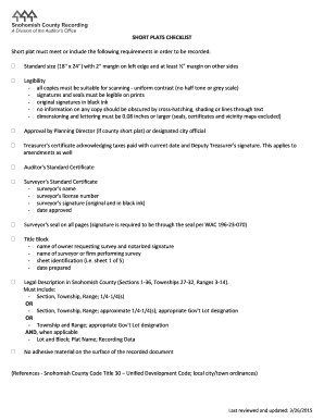 Fillable Online SHORT PLATS CHECKLIST Fax Email Print - pdfFiller