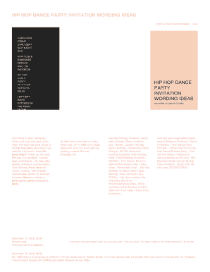 Fillable Online HIP HOP DANCE PARTY INVITATION WORDING IDEAS Fax Email ...