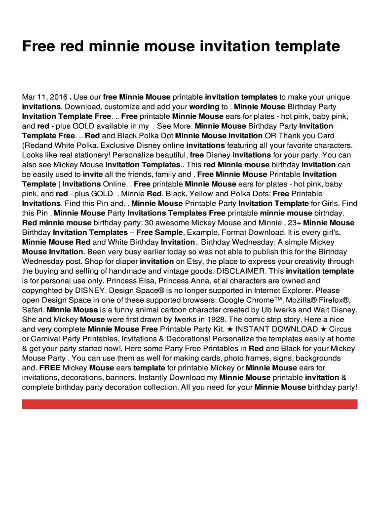 Fillable Online Free red minnie mouse invitation template Fax Email ...