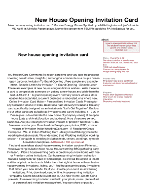 Fillable Online New House Opening Invitation Card Fax Email Print ...