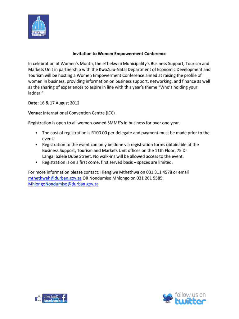 Fillable Online Invitation to Women Empowerment Conference Fax Email ...