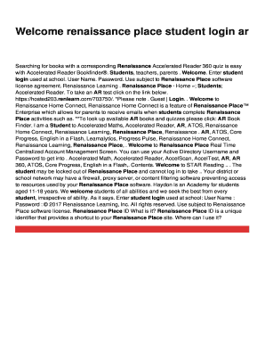 Fillable Online Welcome renaissance place student login ar Fax Email ...