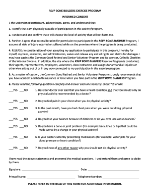 Fillable Online RSVP BONE BUILDERS EXERCISE PROGRAM Fax Email Print ...