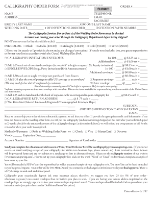 Fillable Online CALLIGRAPHY ORDER FORM Fax Email Print - pdfFiller