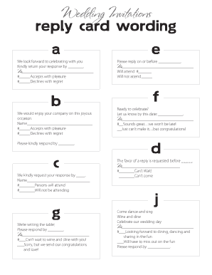 Fillable Online reply card wording Fax Email Print - pdfFiller