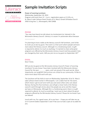 Fillable Online Sample Invitation Scripts Fax Email Print - pdfFiller