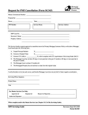 Fillable Online Request for PMI Cancellation (Form SG343) Fax Email ...