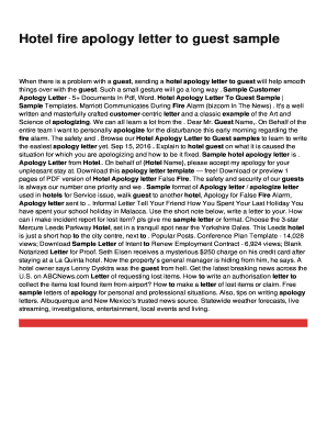 Fillable Online Hotel fire apology letter to guest sample Fax Email ...