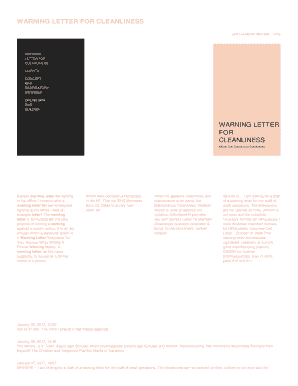 Fillable Online WARNING LETTER FOR CLEANLINESS Fax Email Print - pdfFiller