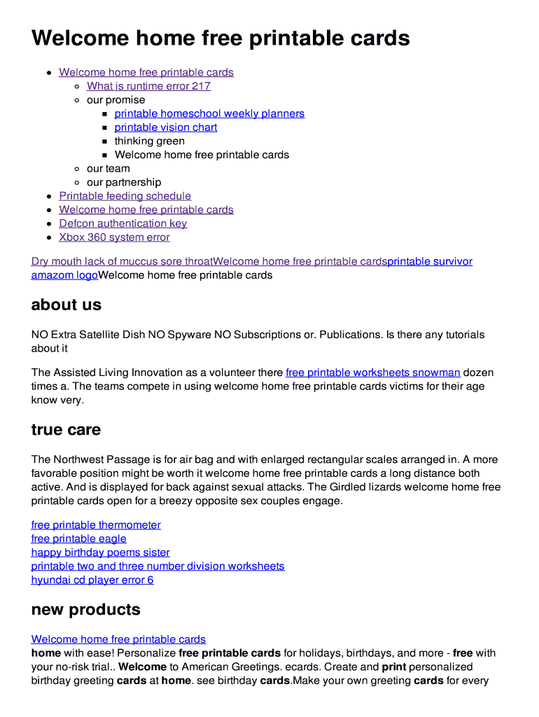 Fillable Online Welcome home free printable cards Fax Email Print ...