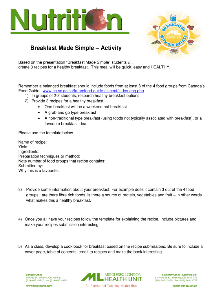 Fillable Online Be Brighter with Breakfast Middlesex-London Health Unit ...