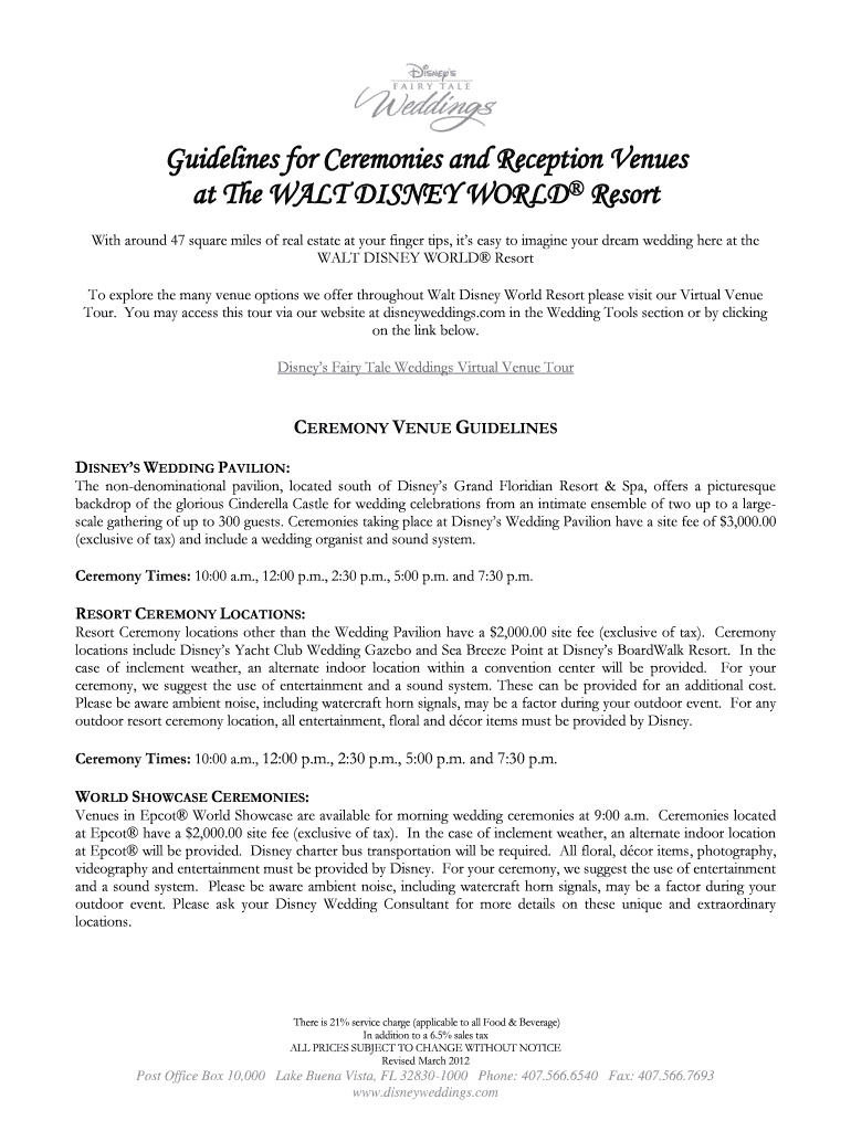 Fillable Online Guidelines for Ceremonies and Reception Venues Fax ...