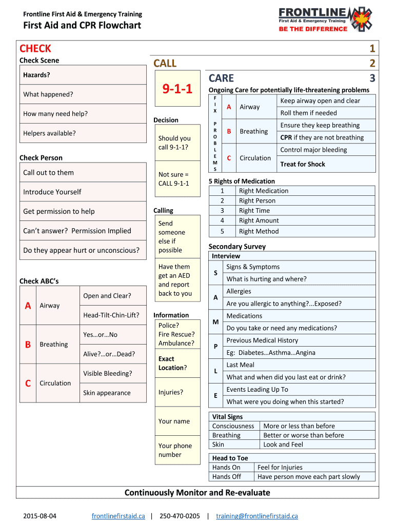 Fillable Online First Aid and CPR Flowchart Fax Email Print - pdfFiller
