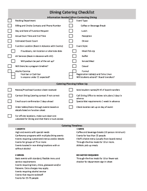 Fillable Online Dining Catering Checklist Fax Email Print - pdfFiller