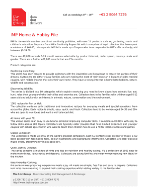 Fillable Online IMP Home & Hobby File Fax Email Print - pdfFiller