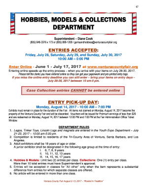 Fillable Online HOBBIES, MODELS & COLLECTIONS Fax Email Print - pdfFiller