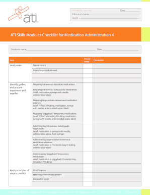 Fillable Online ATI Skills Modules Checklist for Medication ...