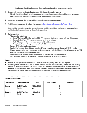 Fillable Online Safe Patient Handling Program: How to plan and conduct ...