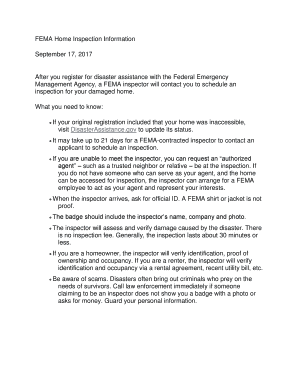 Fillable Online FEMA Home Inspection Information Fax Email Print ...