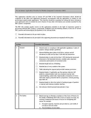 Fillable Online Pre-acceptance Application Checklist for Modular ...