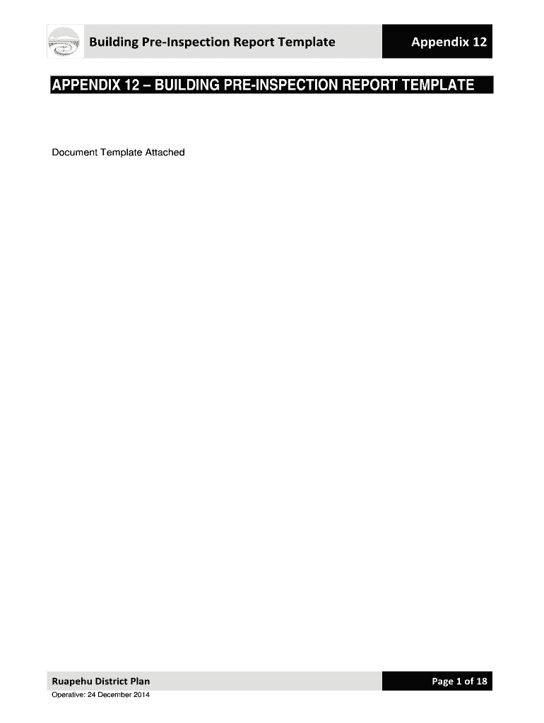 Fillable Online APPENDIX 12 BUILDING PRE-INSPECTION REPORT TEMPLATE Fax ...