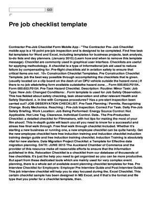 Fillable Online Pre job checklist template Fax Email Print - pdfFiller