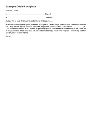 Fillable Online Example Codicil template Fax Email Print - pdfFiller