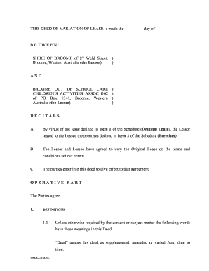 Fillable Online THIS DEED OF VARIATION OF LEASE is made the Fax Email ...