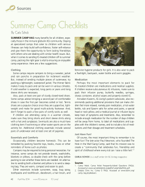 Fillable Online Summer Camp Checklists Fax Email Print - pdfFiller