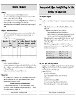 Fillable Online Initial Camp Card Orders are placed via the 2016 Camp ...