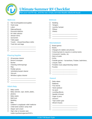 Fillable Online Ultimate Summer RV Checklist Fax Email Print - pdfFiller
