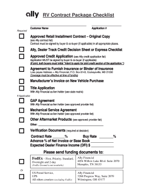 Fillable Online RV Contract Package Checklist Fax Email Print - pdfFiller