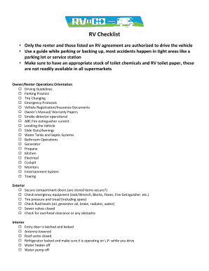 Fillable Online RV Checklist Fax Email Print - pdfFiller
