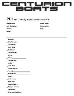 Fillable Online PDI Pre Delivery Inspection Dealer Form Fax Email Print ...