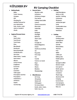 Fillable Online RV Camping Checklist Fax Email Print - pdfFiller