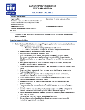 Fillable Online WIC CERTIFIER/CLERK Fax Email Print - pdfFiller