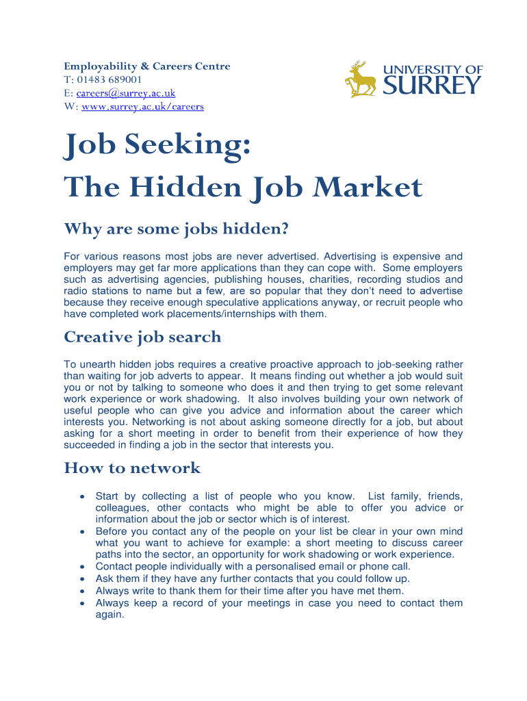 Fillable Online Job Seeking: Fax Email Print - pdfFiller