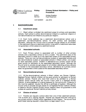 Fillable Online Primary School Admission Policy and Fax Email Print ...